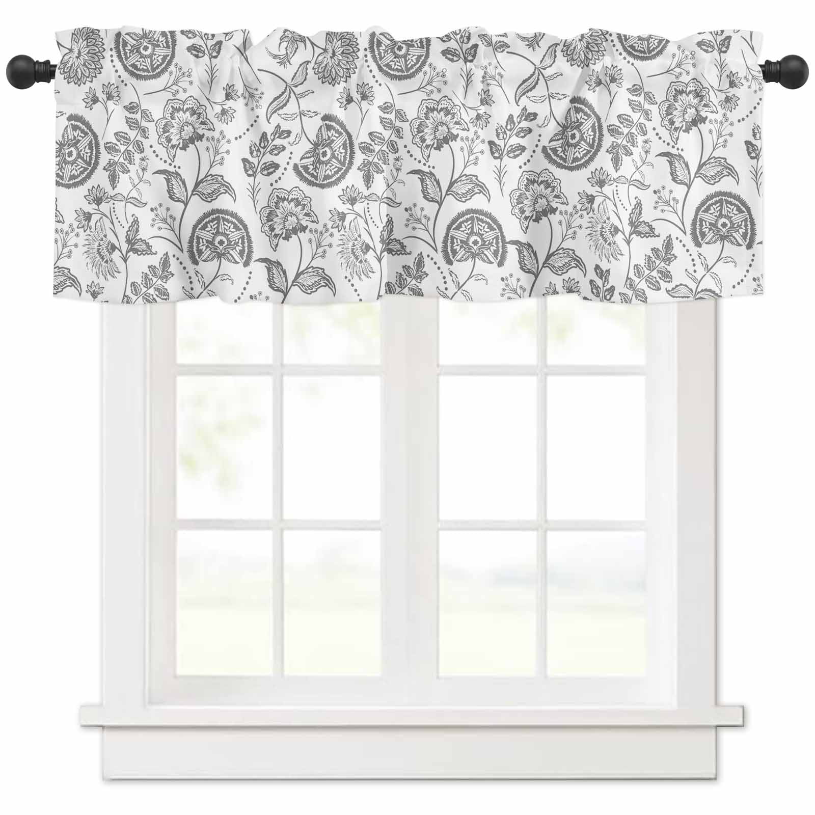 Brown Floral Valances for Windows Farmhouse Kitchen Curtains Valances ...