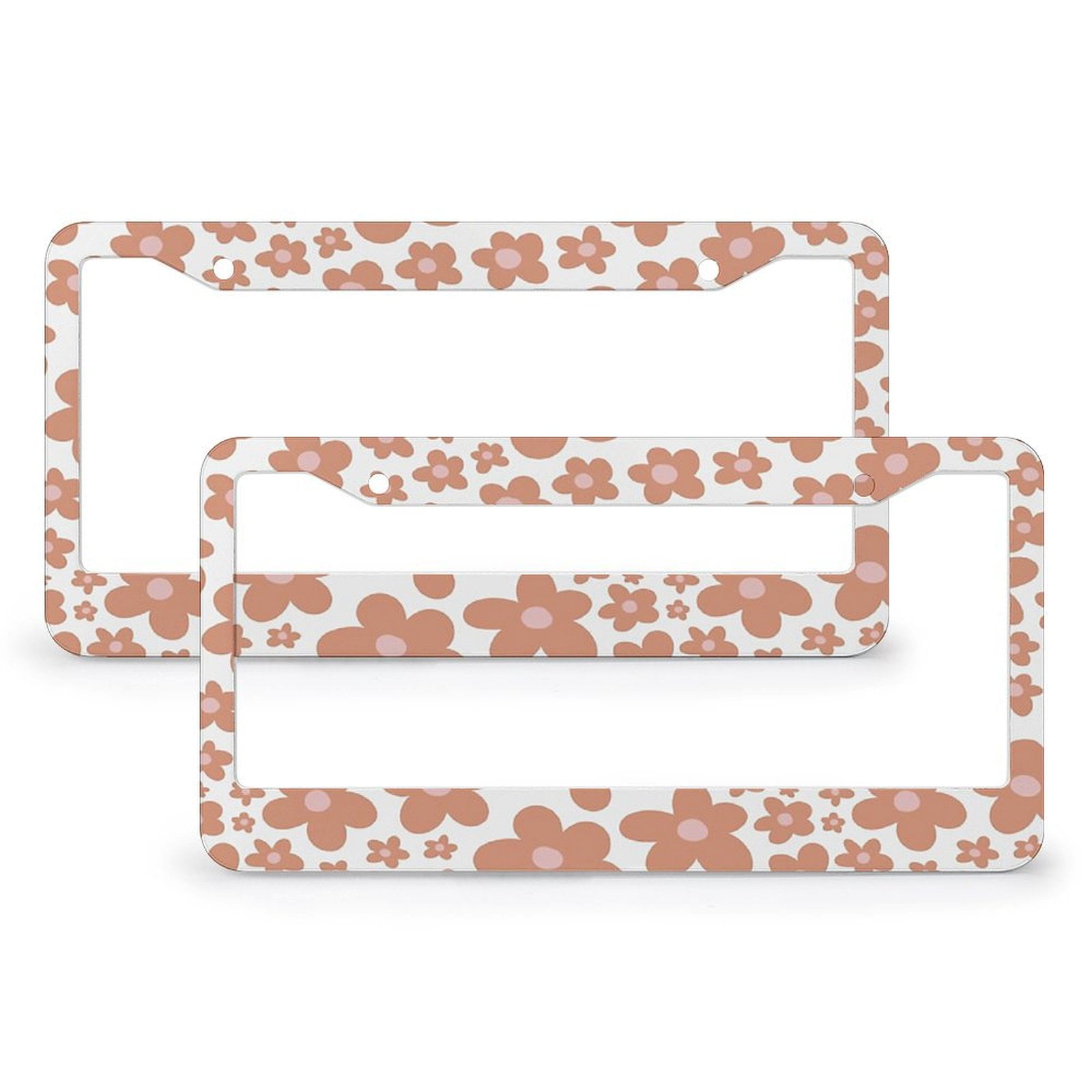 Brown Flower Bohemian Pattern License Plate Frame 2 Pack Universal Us ...