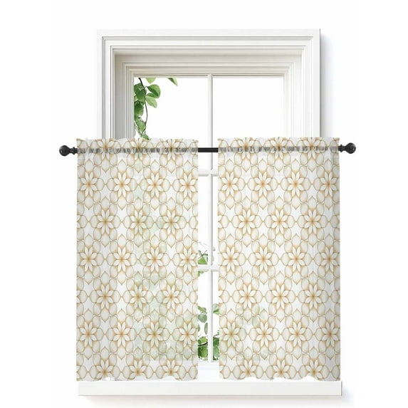 Brown Flower Curtains 45 Inch Length,Sheer Curtains for Bedroom Living ...