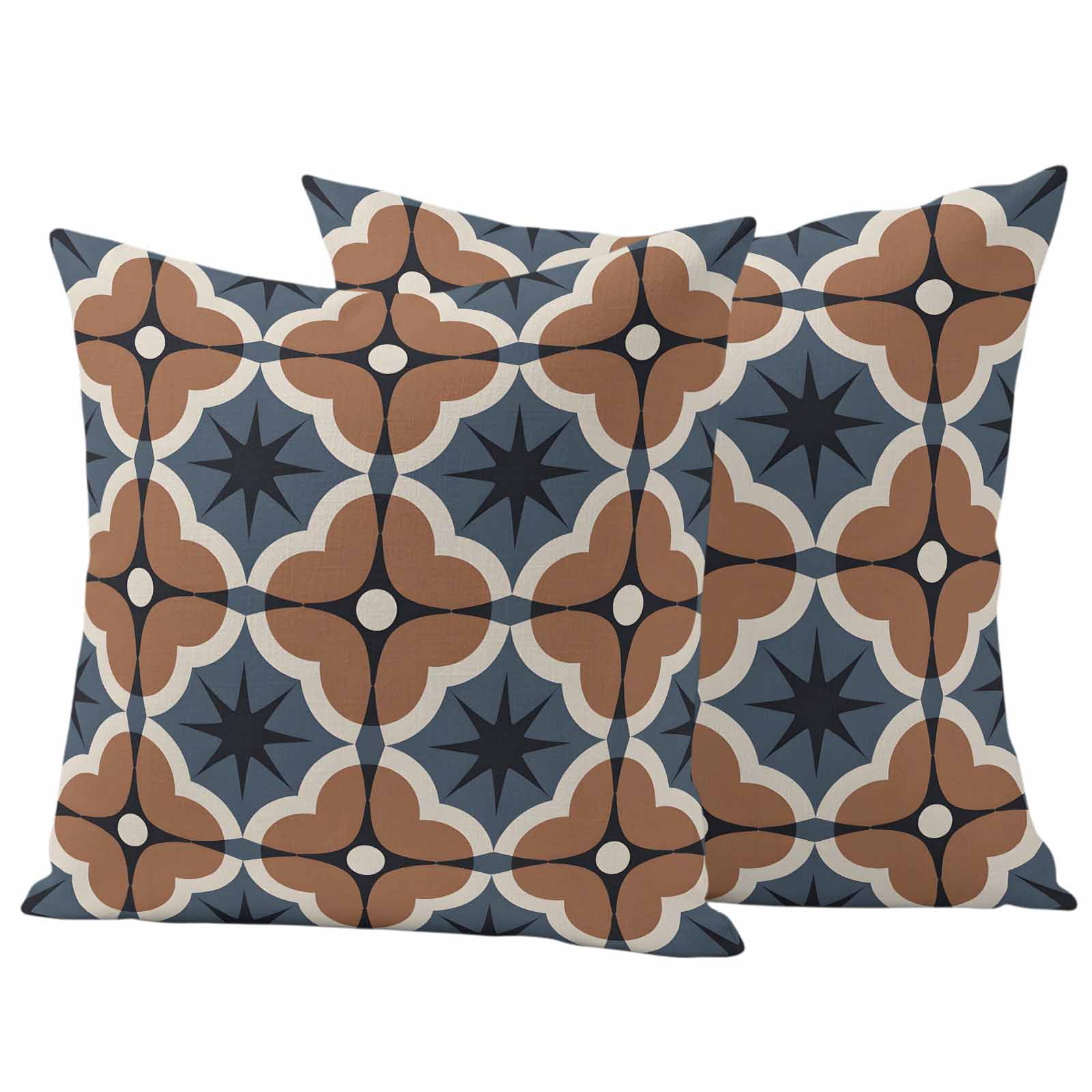 Brown Flower Outdoor Waterproof Throw Pillow Covers Set of 2, 16"x16 ...