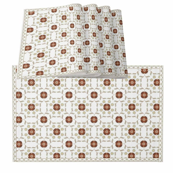 Brown Flower Placemats for Dinning Table Set of 4, Spring Floral Modern ...
