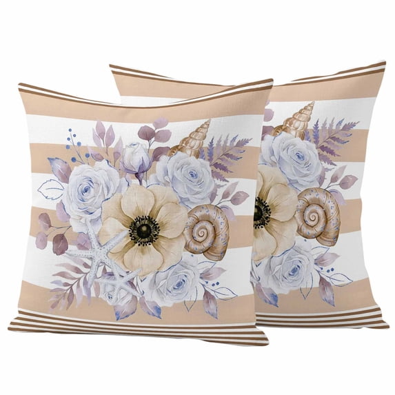 Brown Flowers Outdoor Waterproof Pillow Covers, Spring Summer Botanical ...