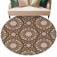 Brown Flowers Round Rug 6ft Washable Circle Kitchen Rugs Non Slip ...