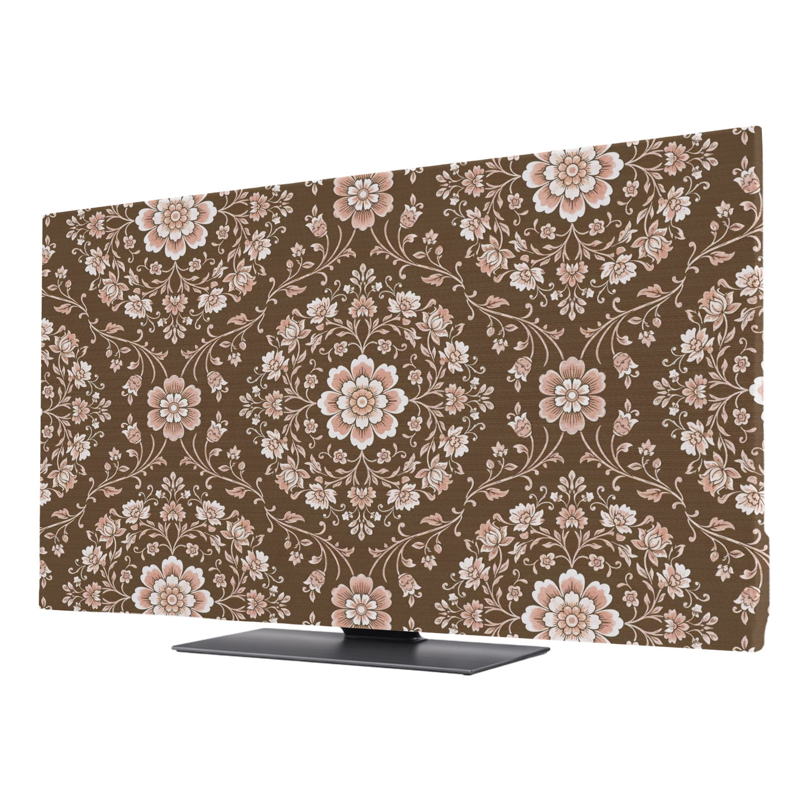 Brown Flowers TV Cover for 24 Inch Screen, Stretch Fabric Dustproof TV ...
