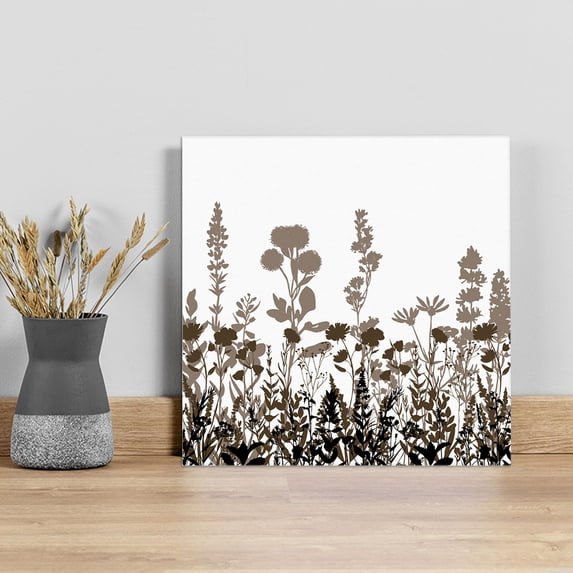 Brown Flowers Wall Art Painting on Canvas, Vintage Country Spring Wild ...