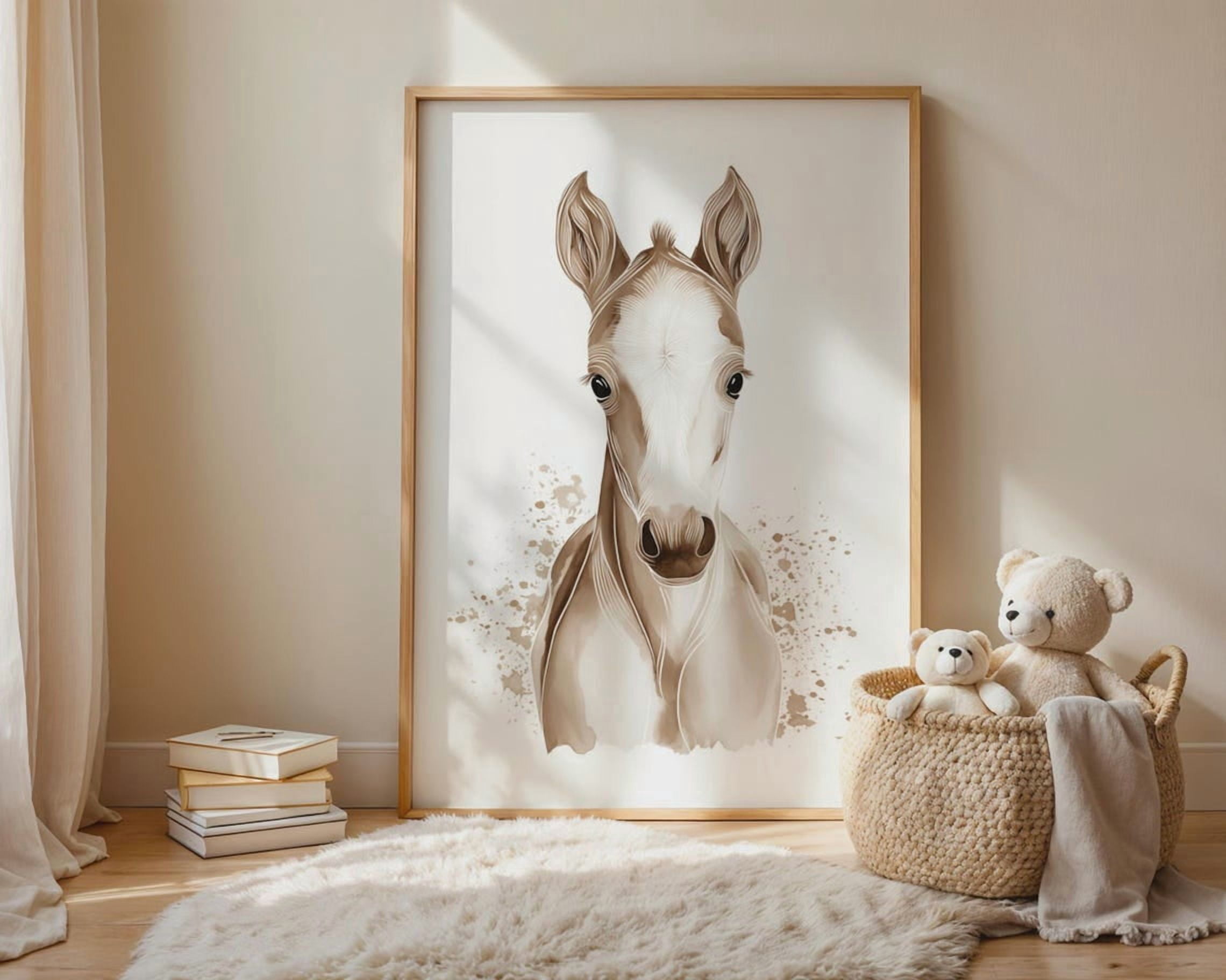 Brown Foal Rustic Nursery Animal Art Equestrian Baby Shower Decor ...