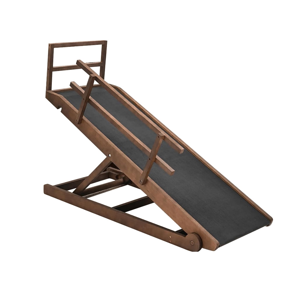 Brown Folding Extra Long Wooden Dog Ramp, 5 Level Pet Ramp with Rubber ...
