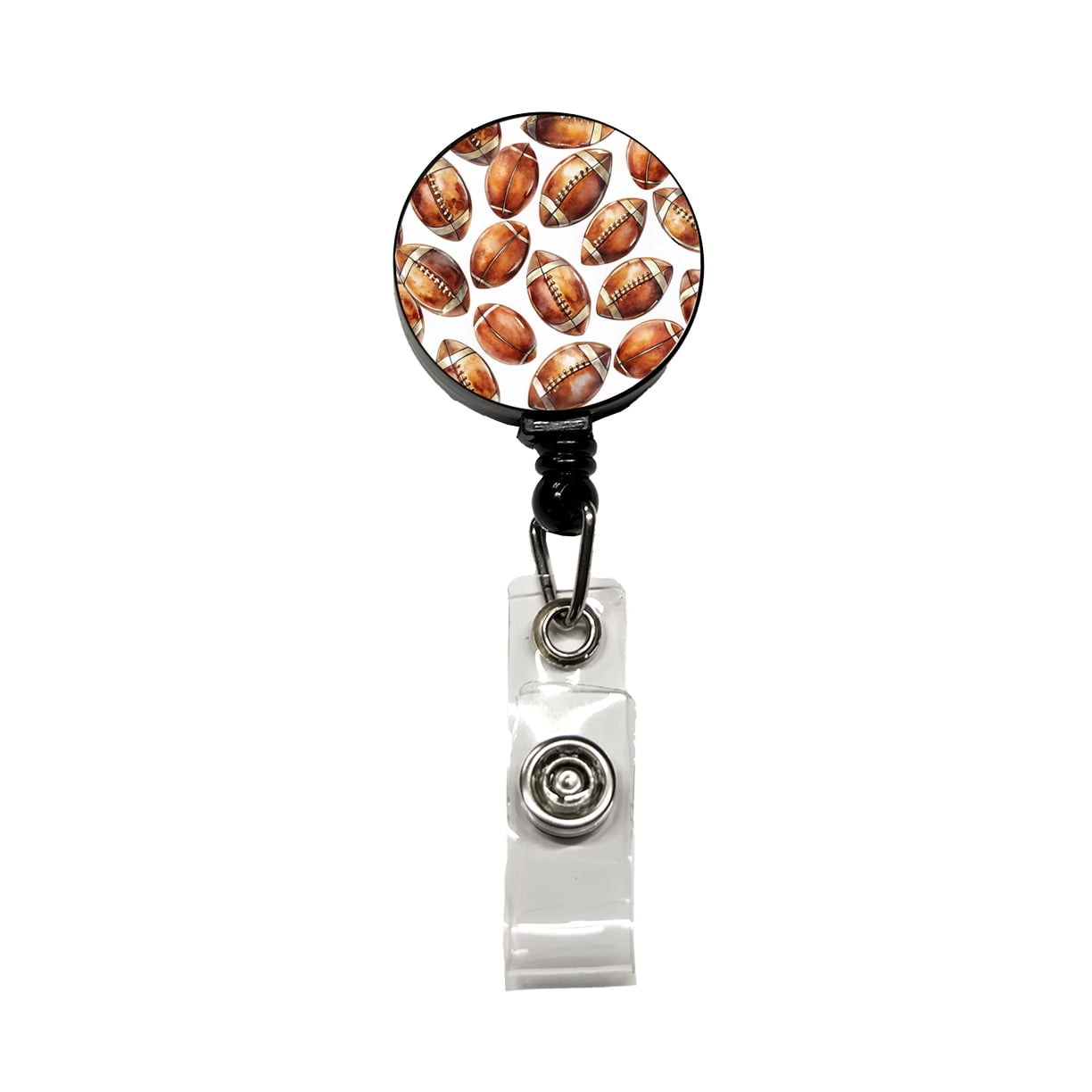 Brown Football Balls Watercolor Retractable Reel ID Badge Key Card Name ...