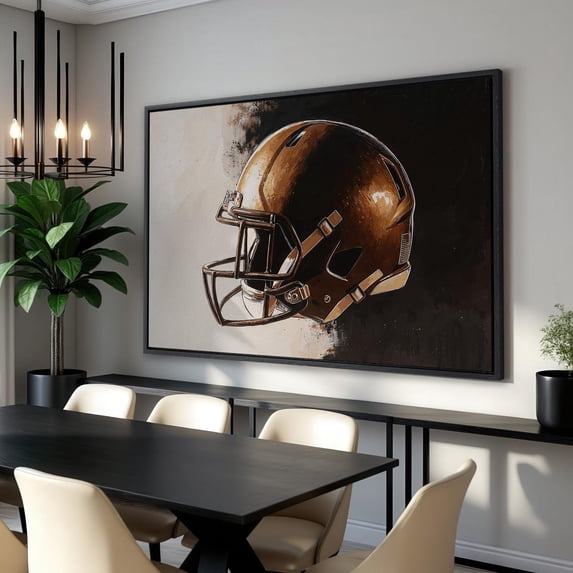 Brown Football Helmet Wall Art American Sports Symbol Motivational Wall ...