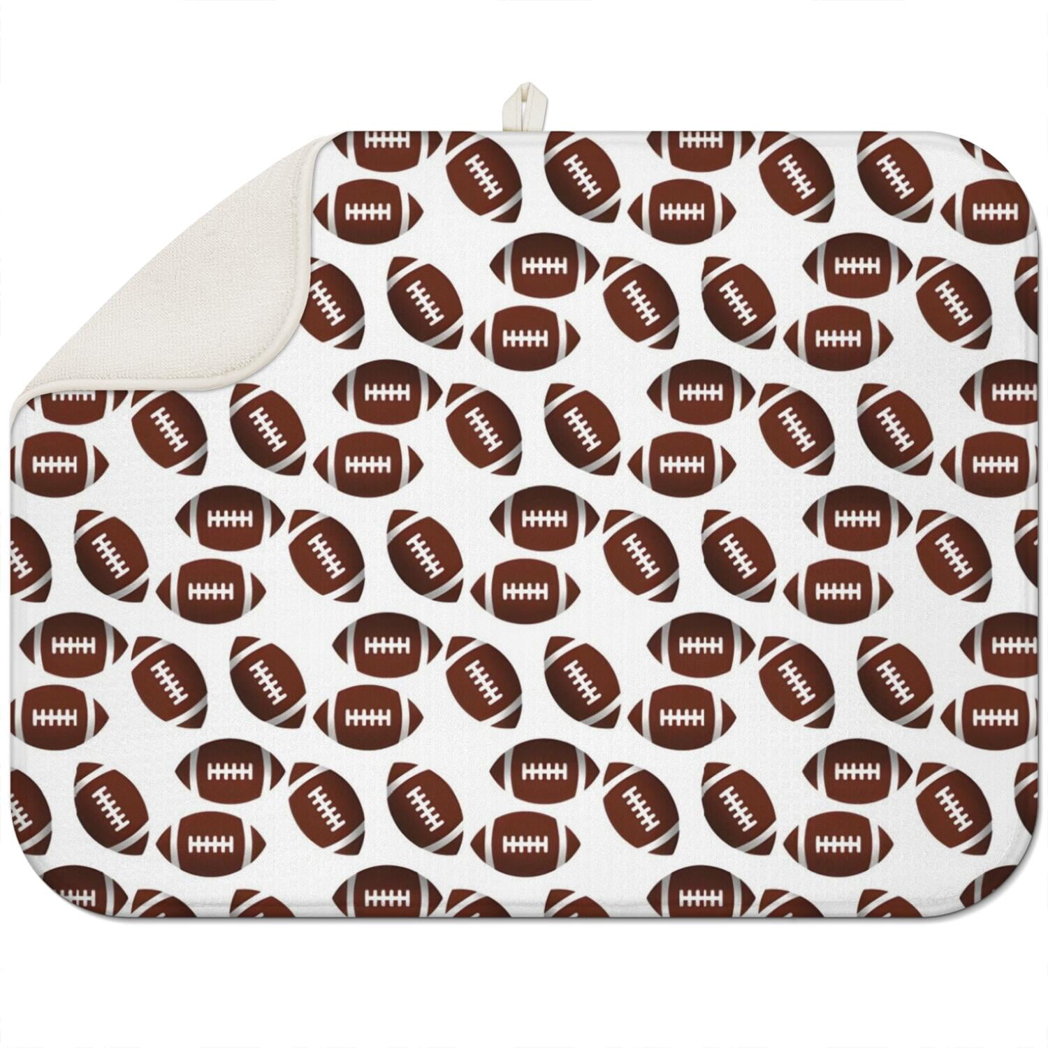 Brown Footballs Repeat Pattern Dish Drying Mat for Kitchen 1 Pack ...