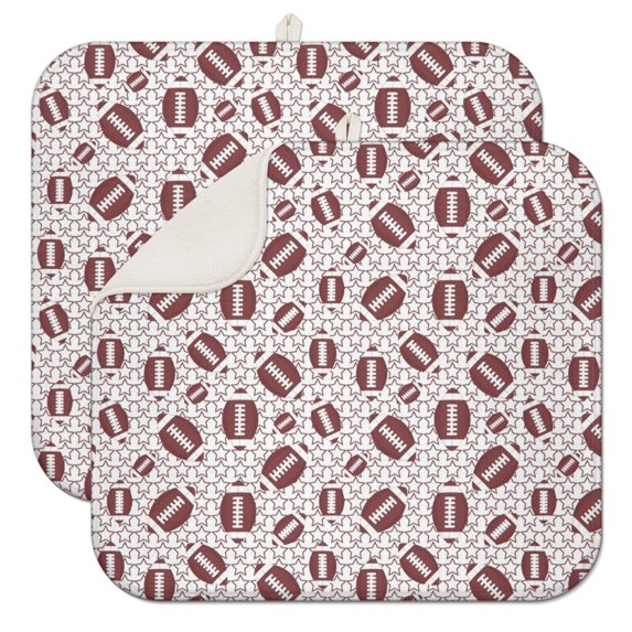 Brown Footballs with Stars Pattern Dish Drying Mat for Kitchen 1 Pack ...