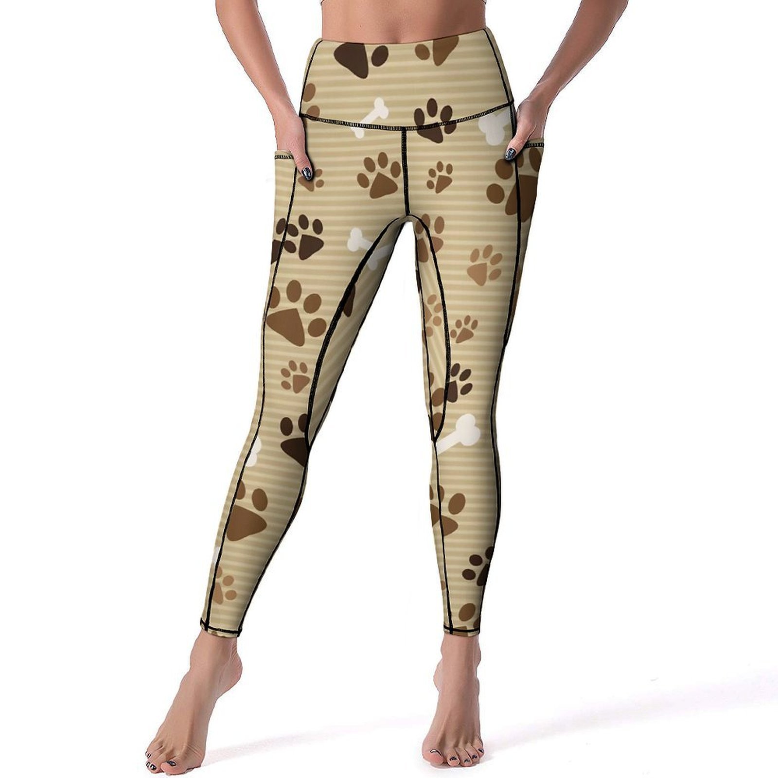 Brown Footprints And Bones Pants Leggings for Fitness Fitness Woman ...