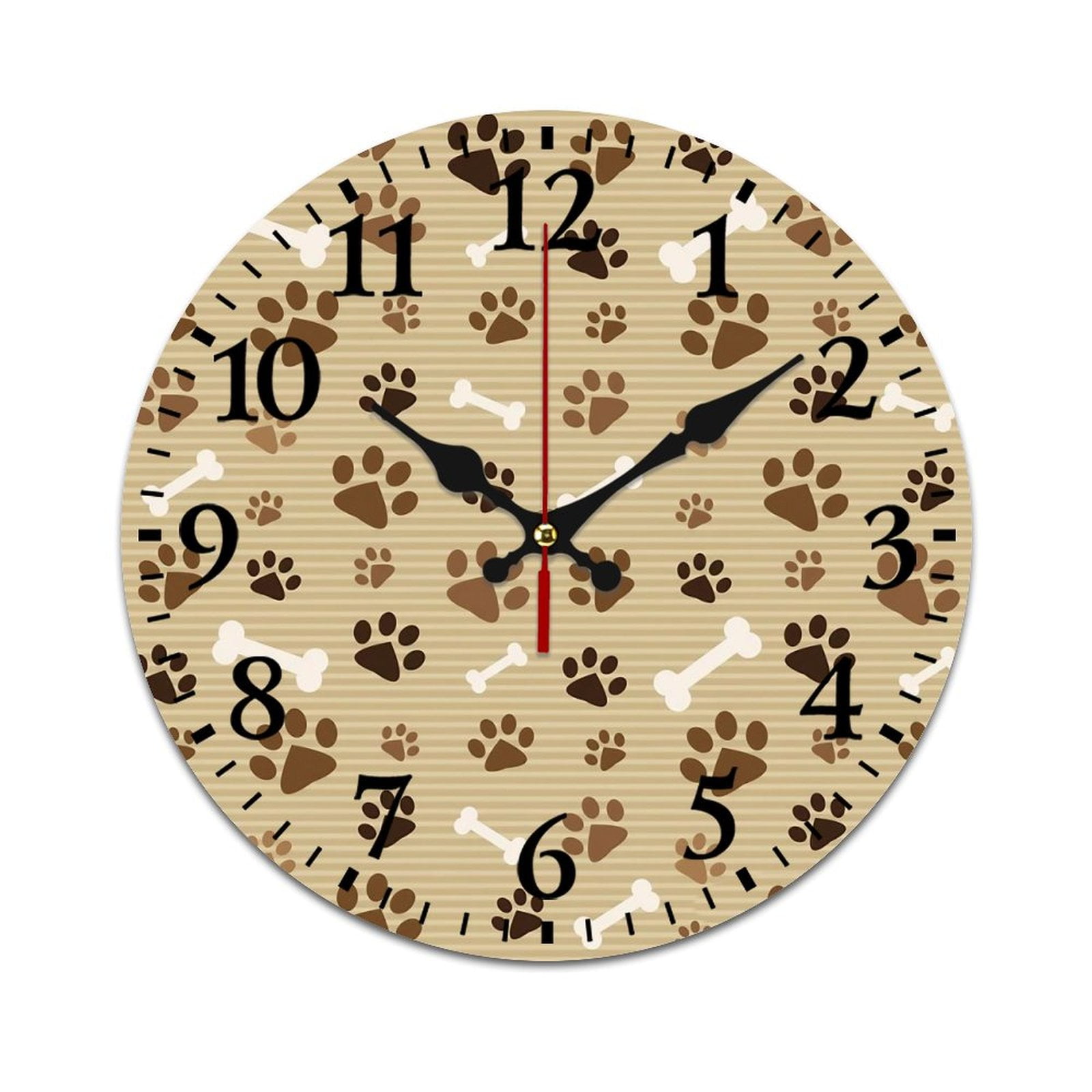 Brown Footprints And Bones Wall Clock Modern Design Clocks Wall Hanging ...