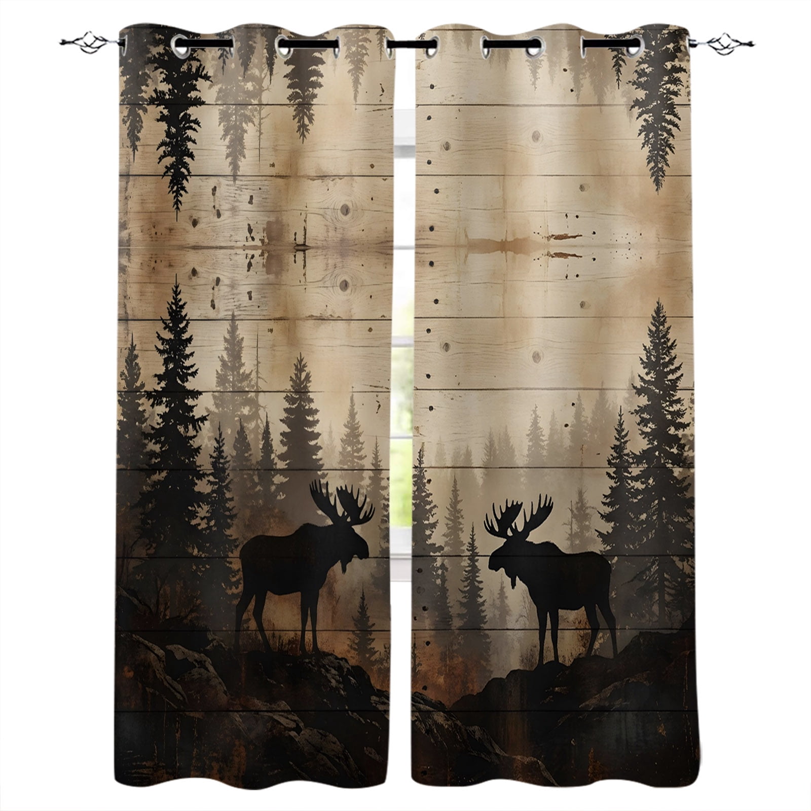 Brown Forest Blackout Curtains for Bedroom/Living Room, Thermal ...