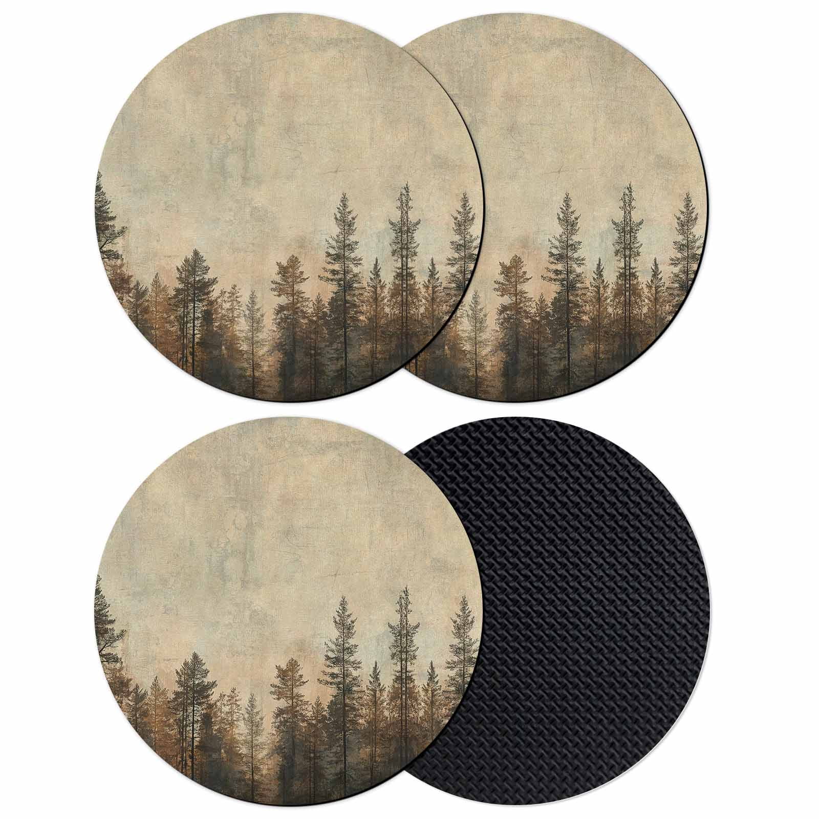 Brown Forest Coasters Set of 4, Soft Absorbent Coasters for Drinks ...