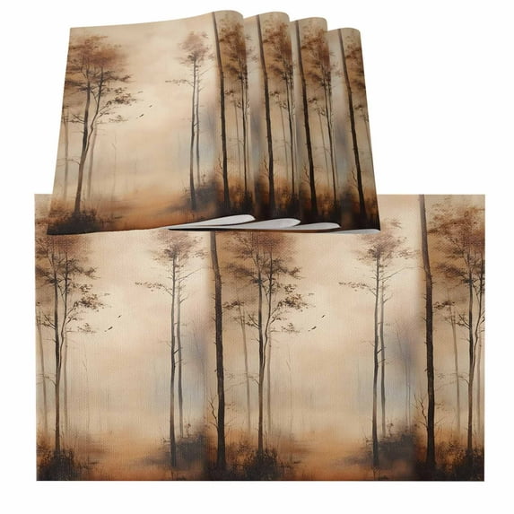 Brown Forest Placemats for Dinning Table Set of 6, Mysterious Rustic ...