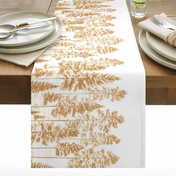 Brown Forest Table Runner 13x90 inch Pine Tree Cotton Linen Dining ...