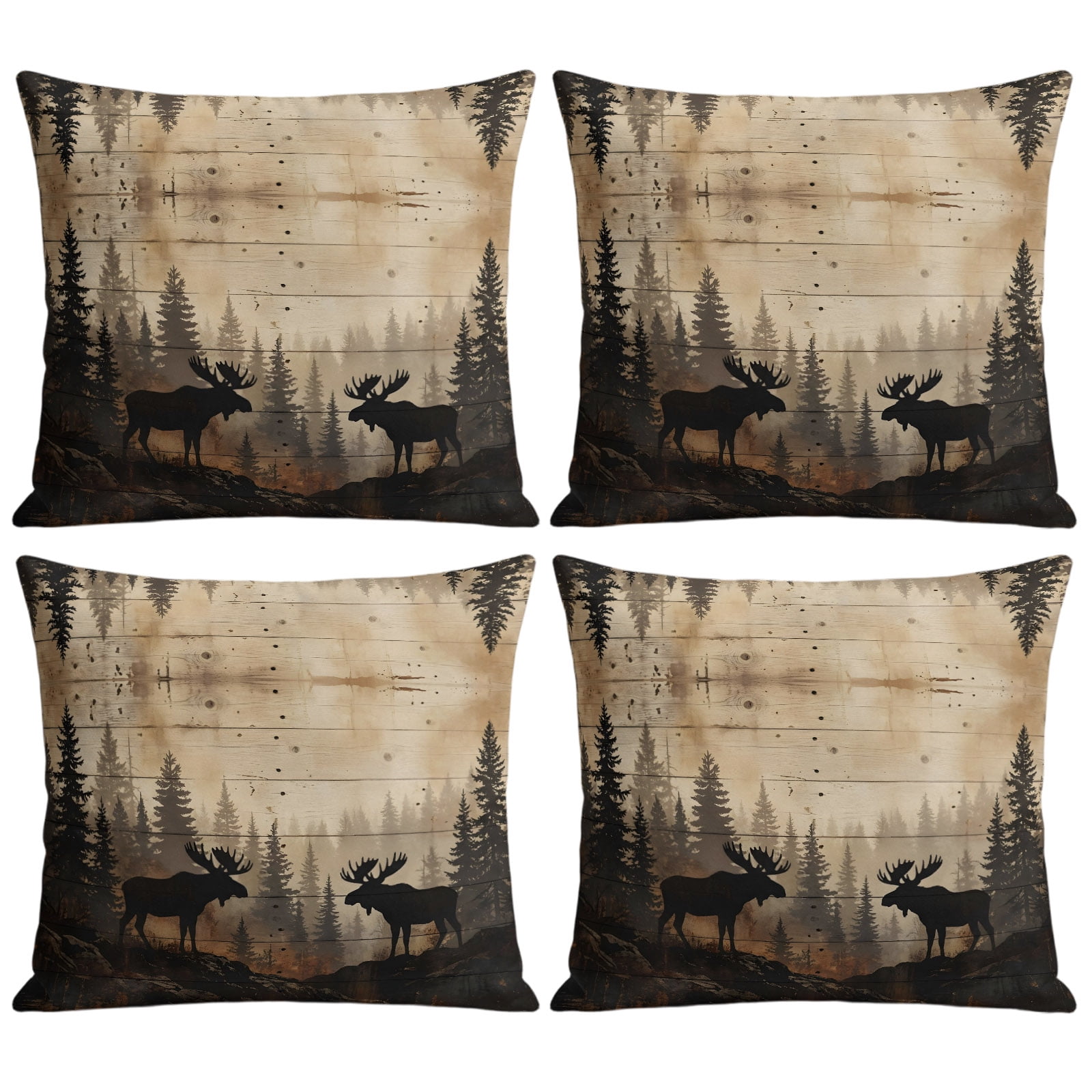 Brown Forest Throw Pillow Covers 20 x 20 Inch Pillow Covers Set of 4 ...