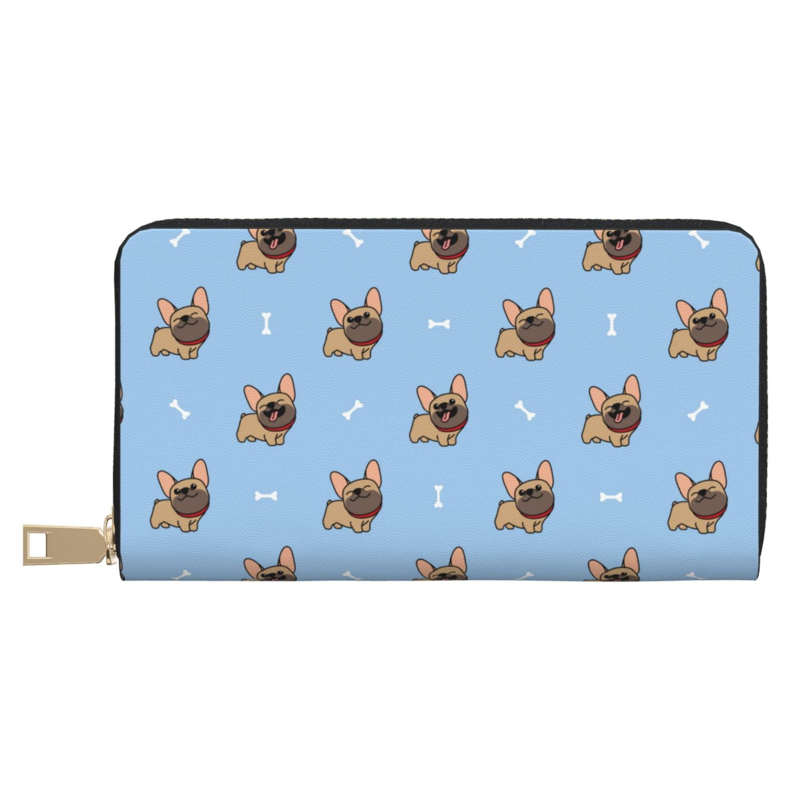 Brown French Bulldog Wallet Women, Leather Bifold Multi Card Wallet ...