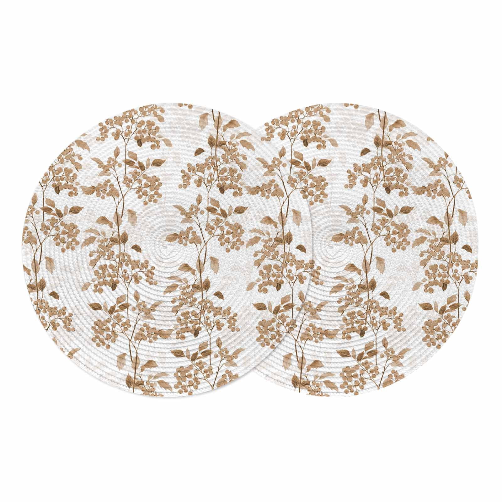 Brown Fruit Round Placemats Set of 2, Braided Polypropylene Place Mats ...