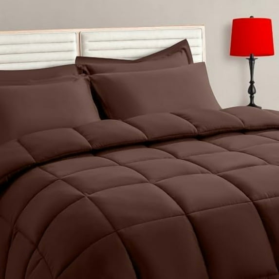 Brown Full Size Comforter Set - 7 Pieces, Bed in a Bag Bedding Sets ...