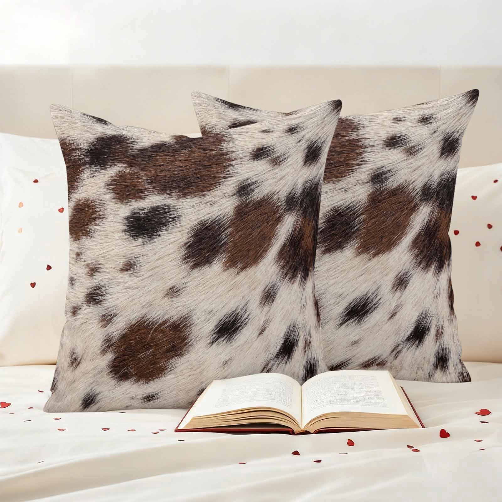 Brown Fur Texture Outdoor Throw Pillow Covers Set of 2, Country Farm ...