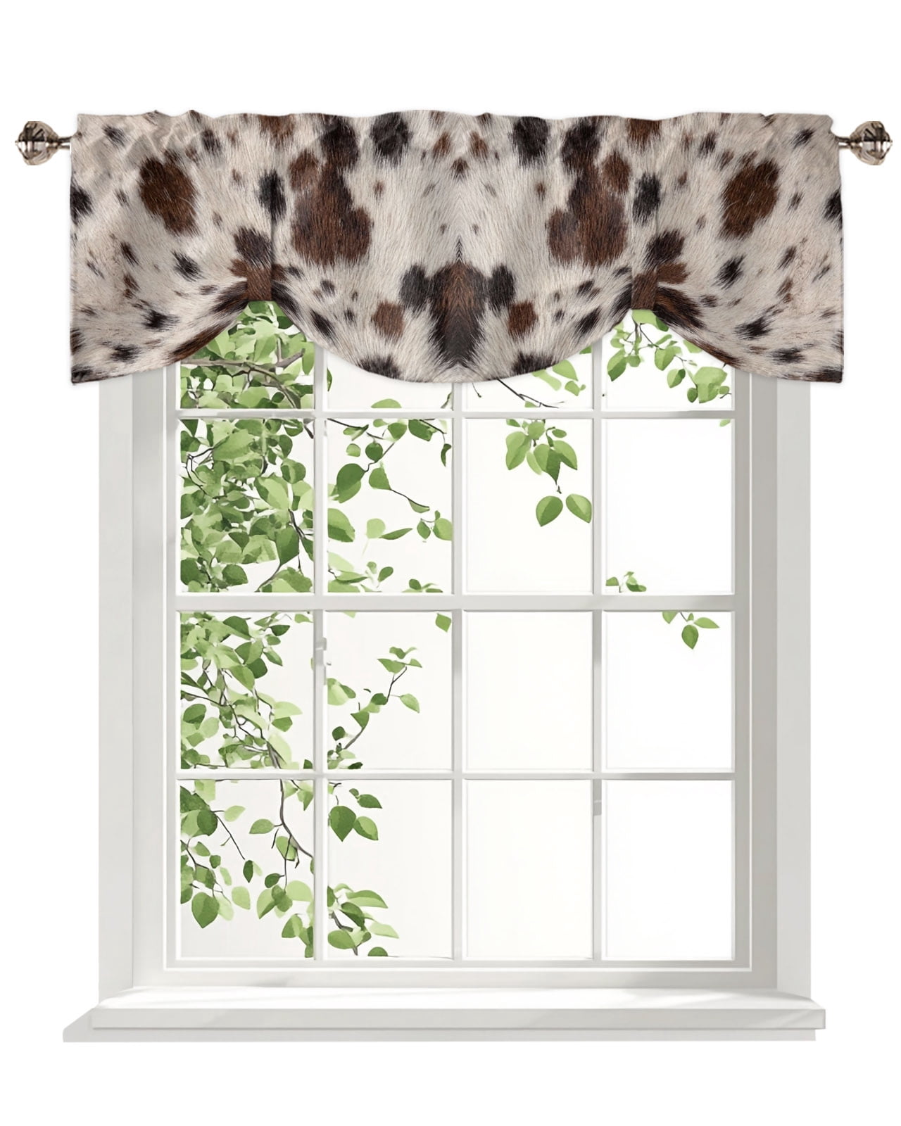 Brown Fur Texture Tie Up Valances Curtain, Country Farm Animal Classic ...
