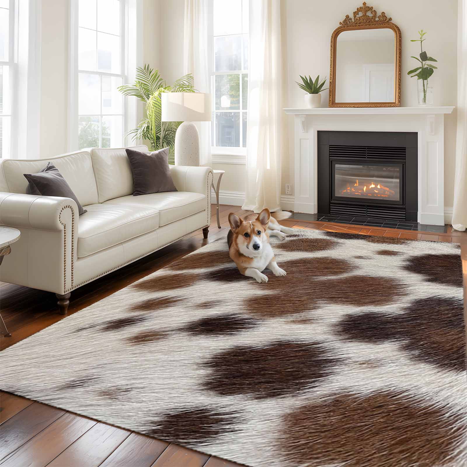 Brown Fur Texture Washable Area Rug 8x10 Country Farm Animal Classic ...