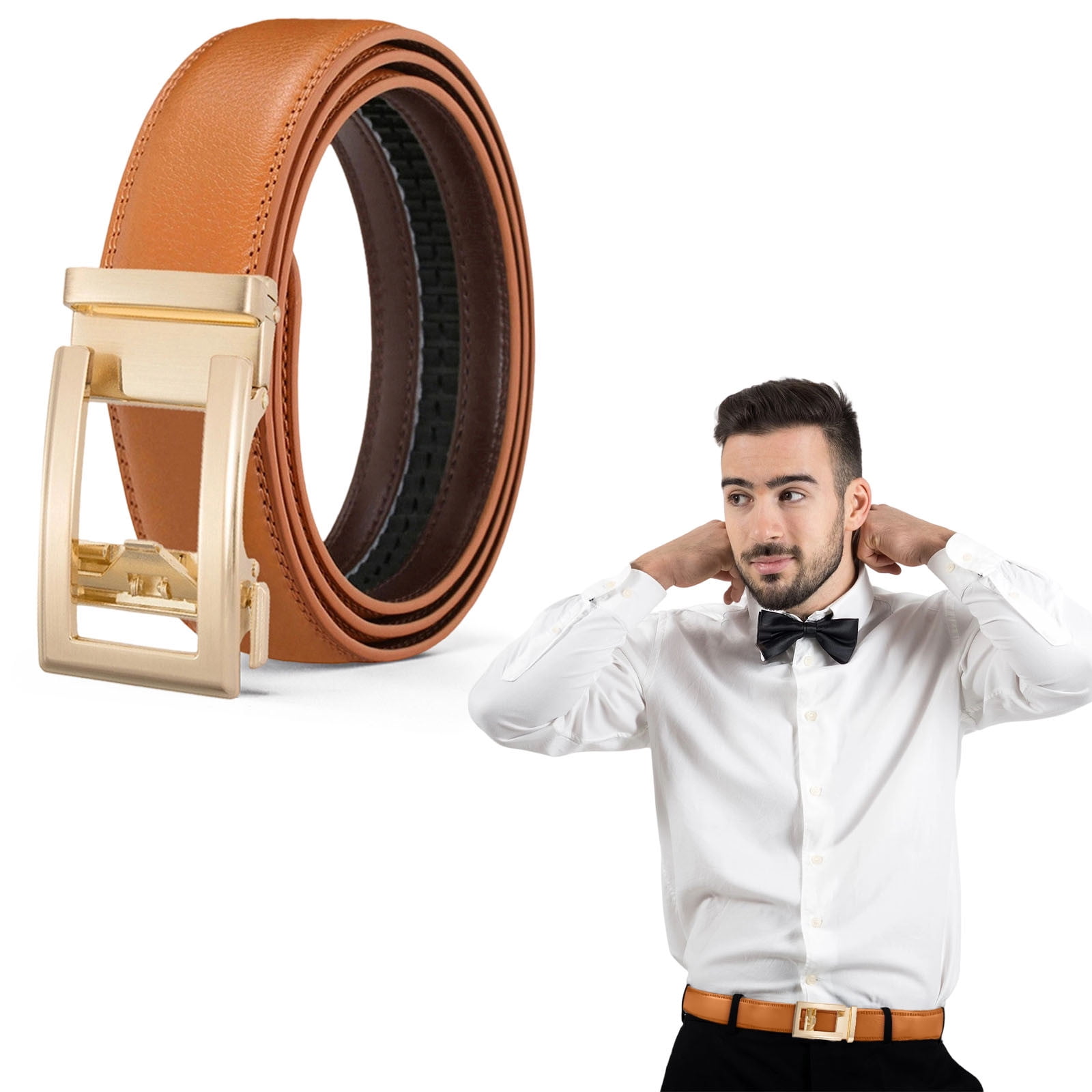 Brown Genuine Leather Belt For Men 130cm Double Extra Large With Gold ...