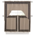 Brown Geometric 3 Pieces Swag Kitchen Curtains Set, Black Greek Key ...
