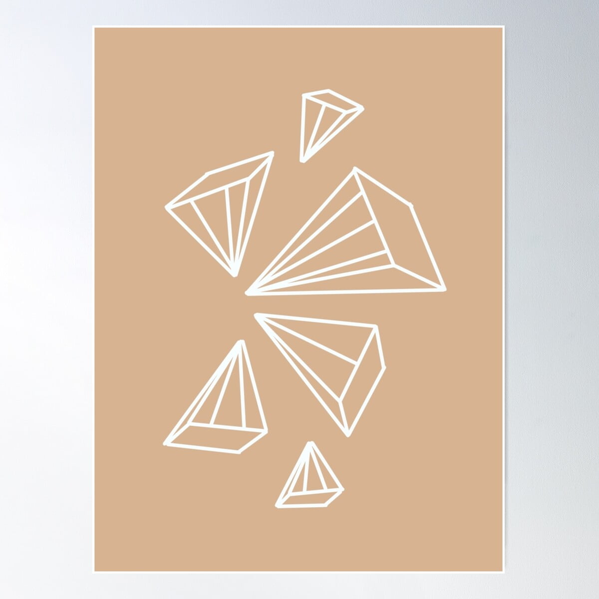 Brown Geometric Abstract Illustration Line Drawing Art, 3D Shapes ...
