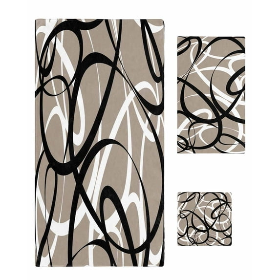 Brown Geometric Bath Towels for Bathroom Set,Luxury Microfiber Towels ...