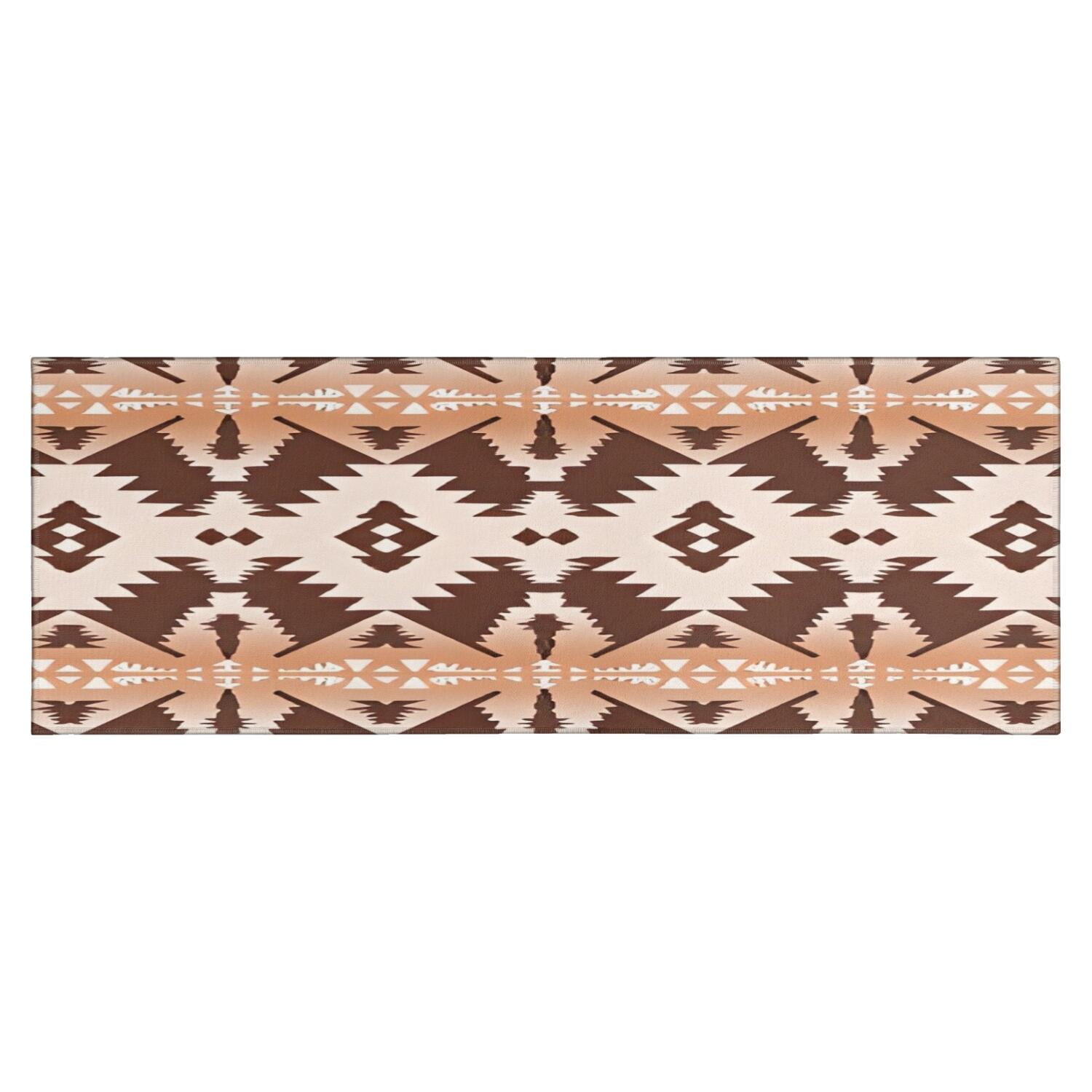 Brown Geometric Boho Pattern Kitchen Rug Mat,Kitchen Runner Rugs Non ...