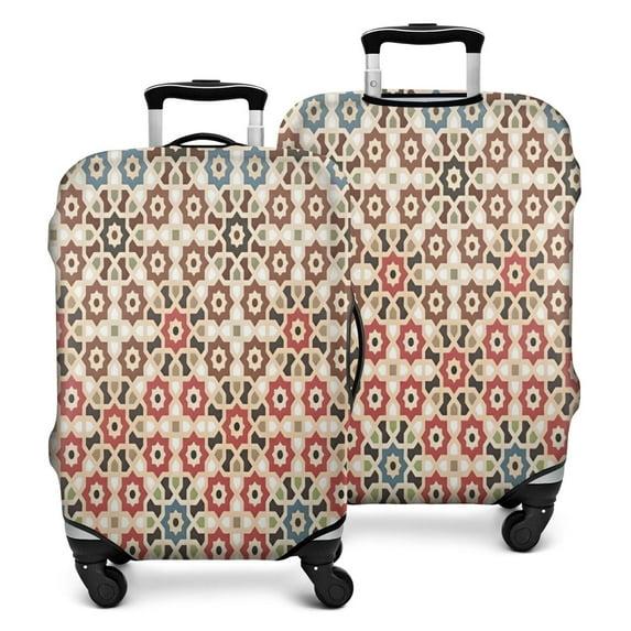 Brown Geometric Flower Diamond Pattern Luggage Cover Fashion Suitcase ...