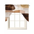 Brown Geometric Kitchen Swag Valances for Windows, Middle Century Boho ...