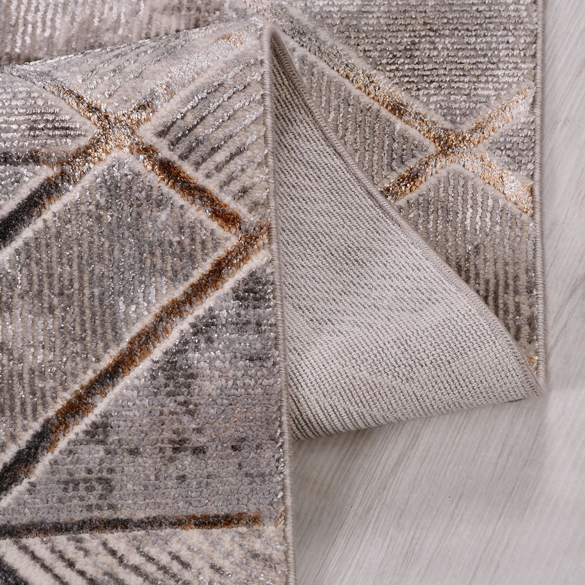 Brown Geometric Polyester Area Rugs for Living Room Jacquard Textured ...