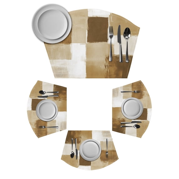 Brown Geometric Round Table Placemats Set of 4 Wedge Placemats ...