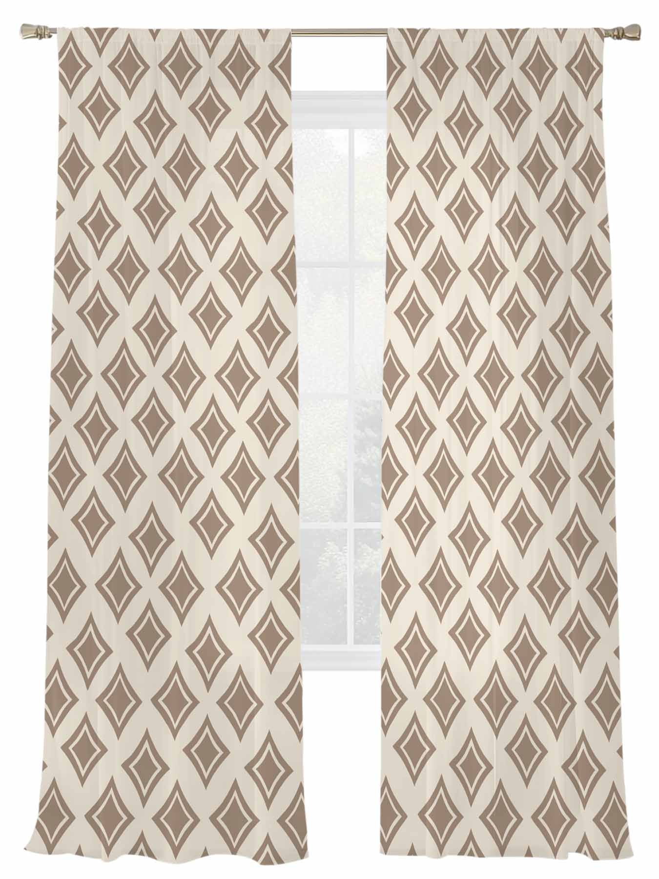 Brown Geometric Sheer Curtains 2 Panels Set Modern Art Abstract Sheer ...