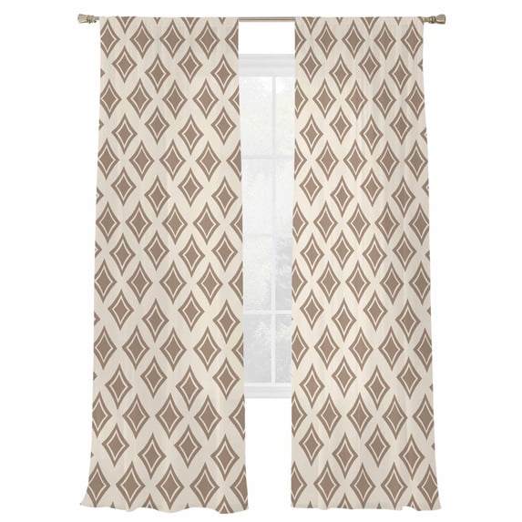 Brown Geometric Sheer Curtains 2 Panels Set Modern Art Abstract Sheer ...