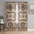 Brown Geometric Sheer Curtains for Living Room Bedroom, Southwestern ...