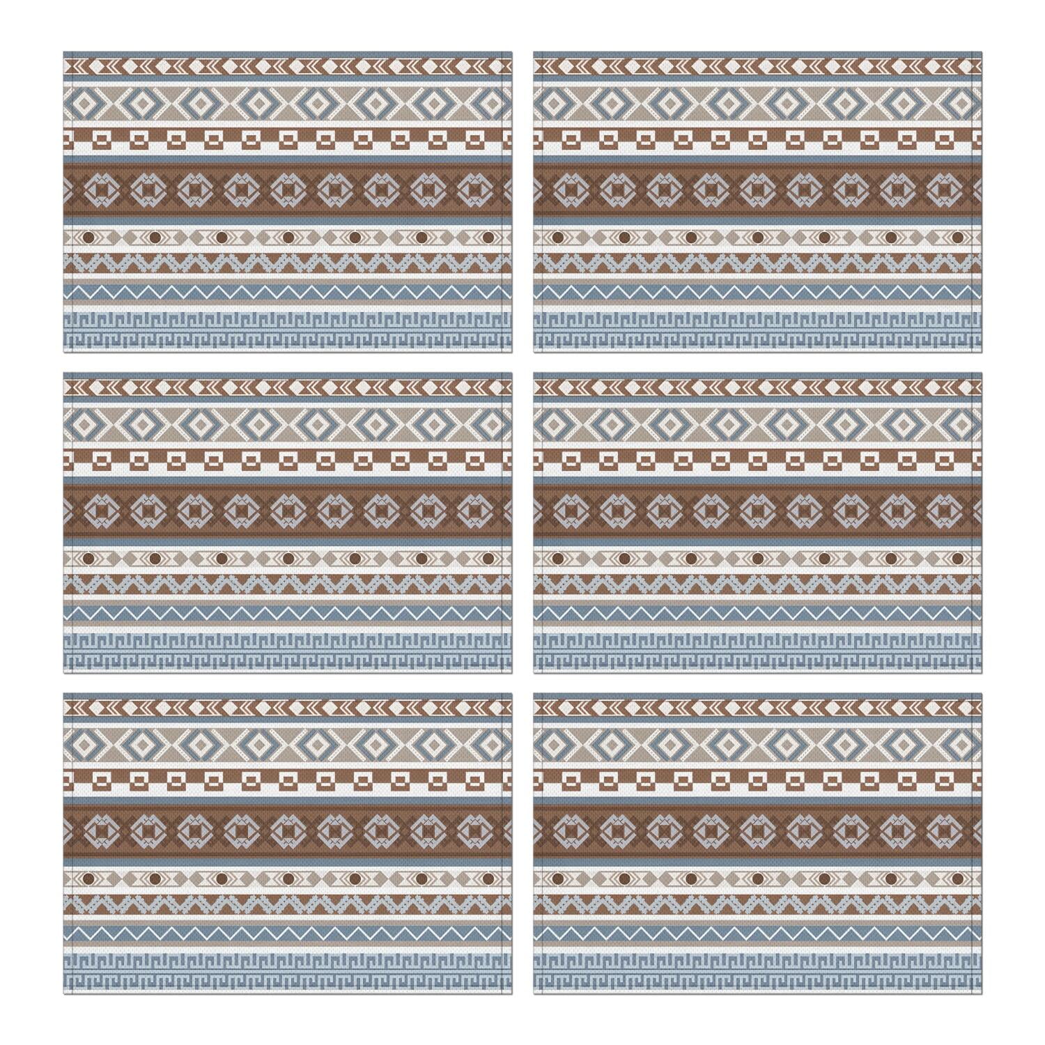 Brown Geometric Striped Pattern Summer Placemats Table Placemats Set Of ...