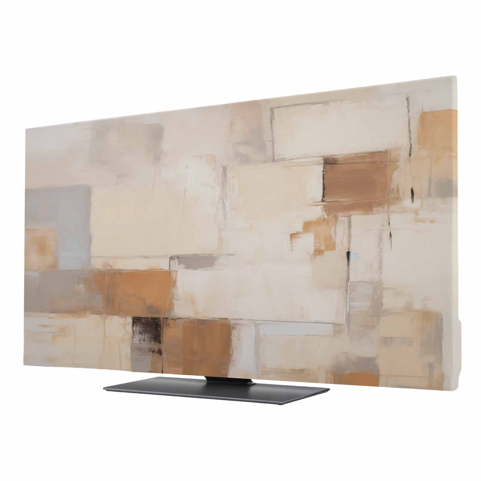 Brown Geometric TV Cover for 85 Inch Screen, Stretch Fabric Dustproof ...
