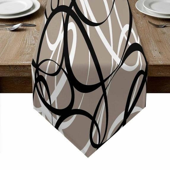 Brown Geometric Table Runner Linen Burlap Table Runner 36 Inches Small ...