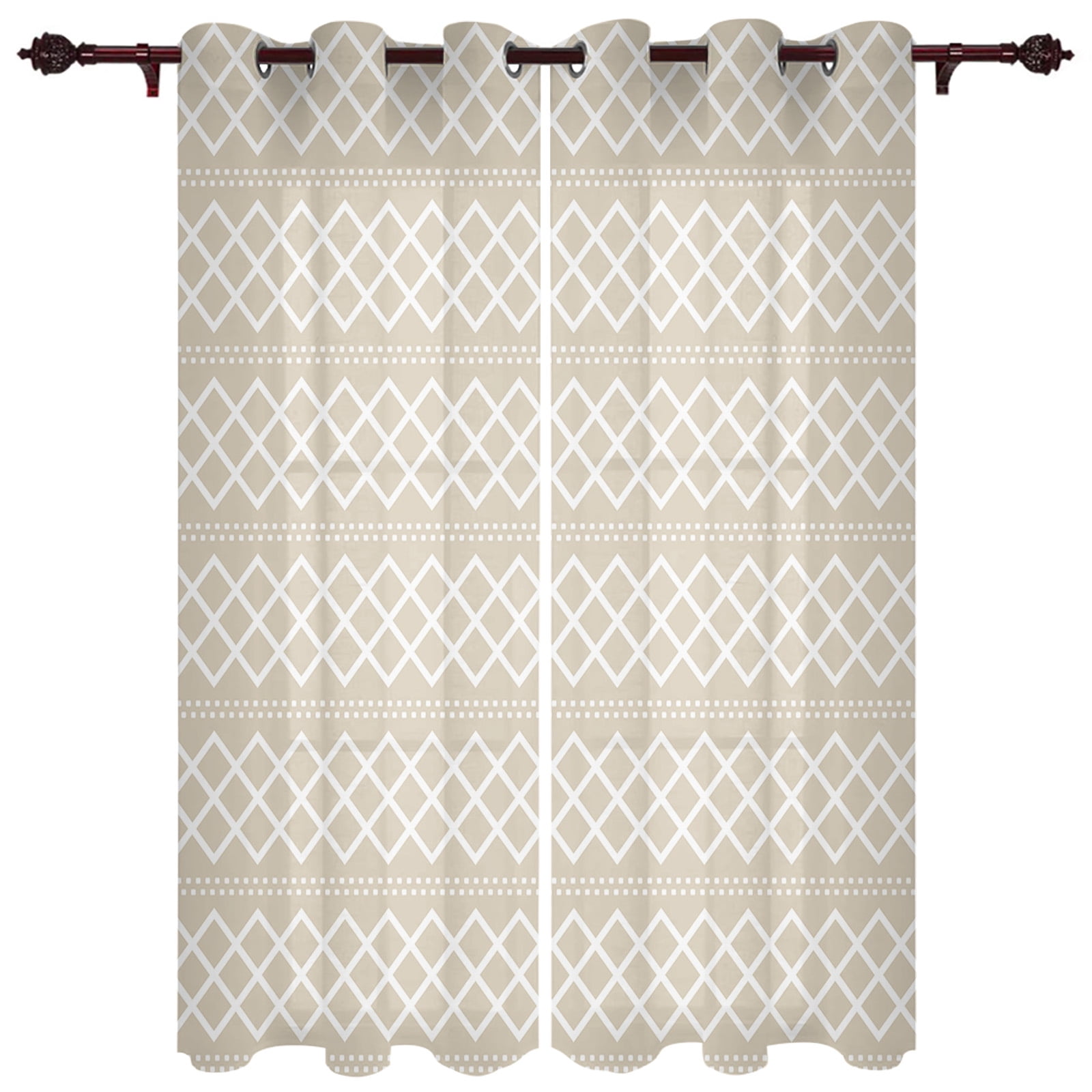 Brown Geometric Texture Window Curtains for Living Room Luxury Bedroom ...