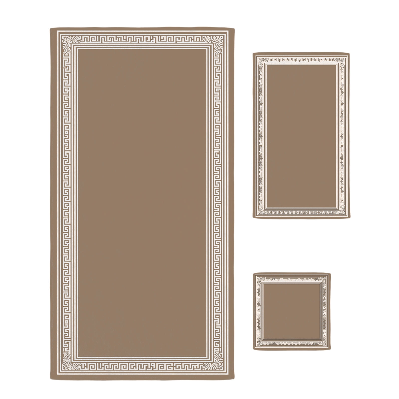 Brown Geometric Towel Set of 3, Soft Microfiber Bath Towels, Hand Towel ...
