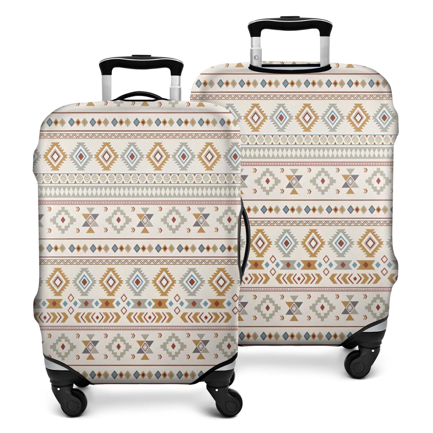 Brown Geometric Triangle Diamond Pattern Luggage Cover Fashion Suitcase ...