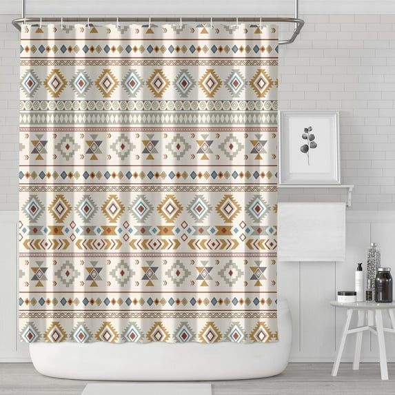 Brown Geometric Triangle Diamond Pattern Shower Curtain 84"x72 ...