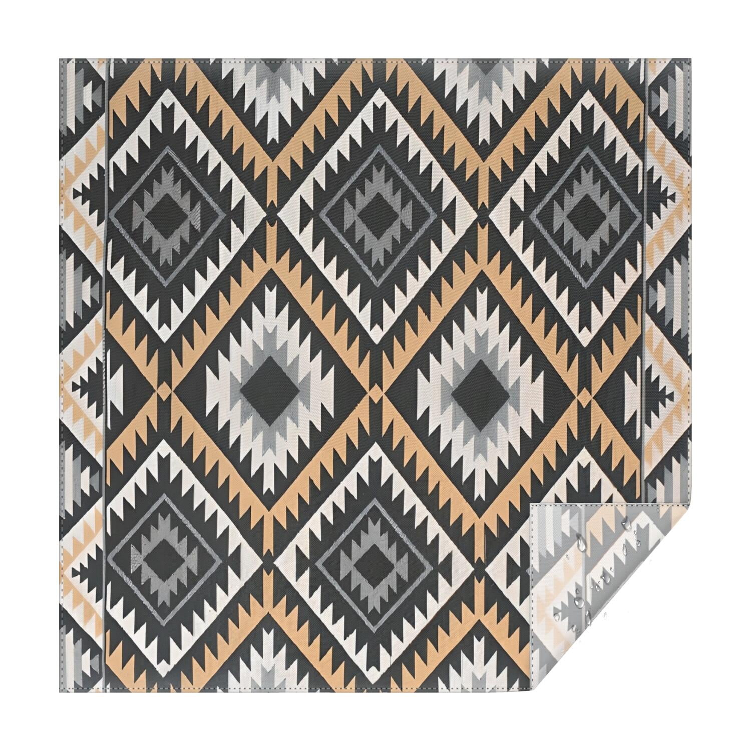 Brown Geometric Triangle Diamond Pattern Square Tablecloth,Waterproof ...