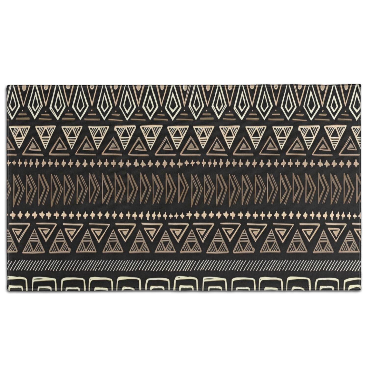 Brown Geometric Triangle Square Pattern Door Rugs,Washable Non Slip ...