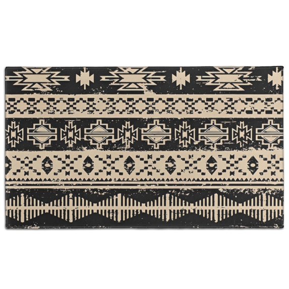 Brown Geometric Triangle Square Pattern Door Rugs,Washable Non Slip ...